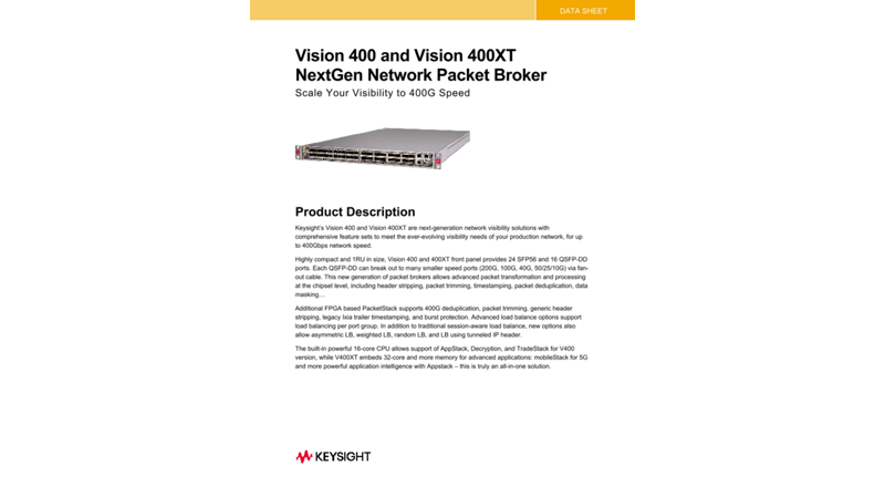 Vision 400 Network Packet Broker - SYS-V400-Base-AC | Keysight